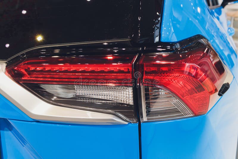Rear Light of a Modern Car Close-up, White Body. Blue Body Stock Image ...