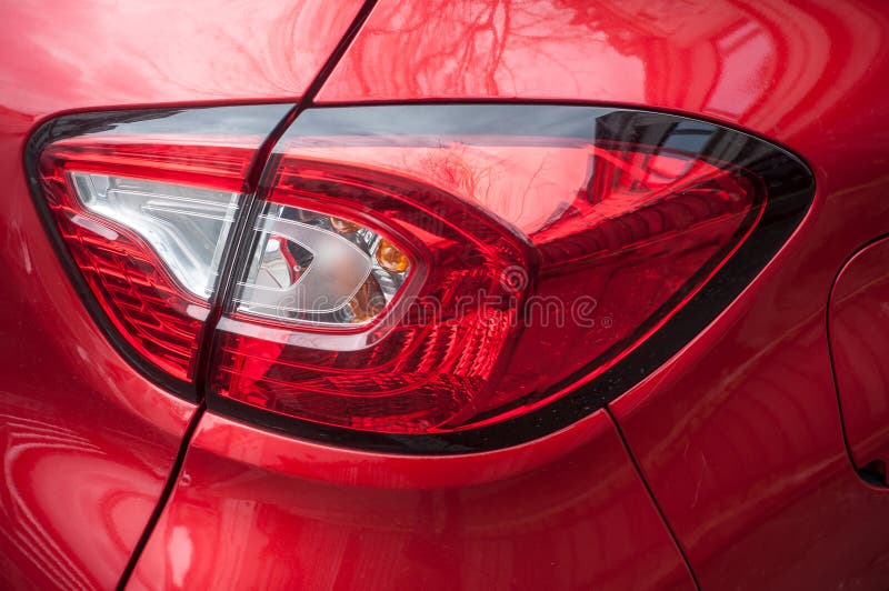 Rear light on red car stock photo. Image of sports, security - 110377670