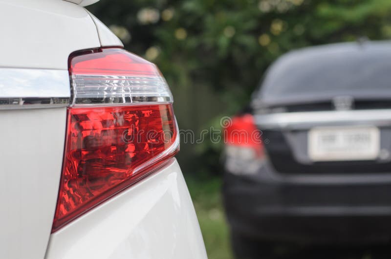 Rear Light of the White Car Out Door Stock Image - Image of sporty ...