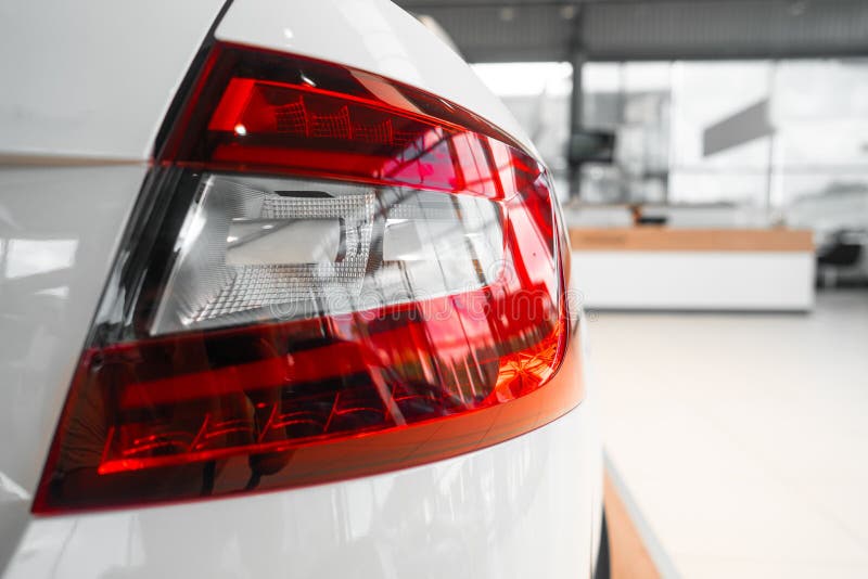 The Rear Lights of a Modern Prestigious Car from a Close Angle Stock ...