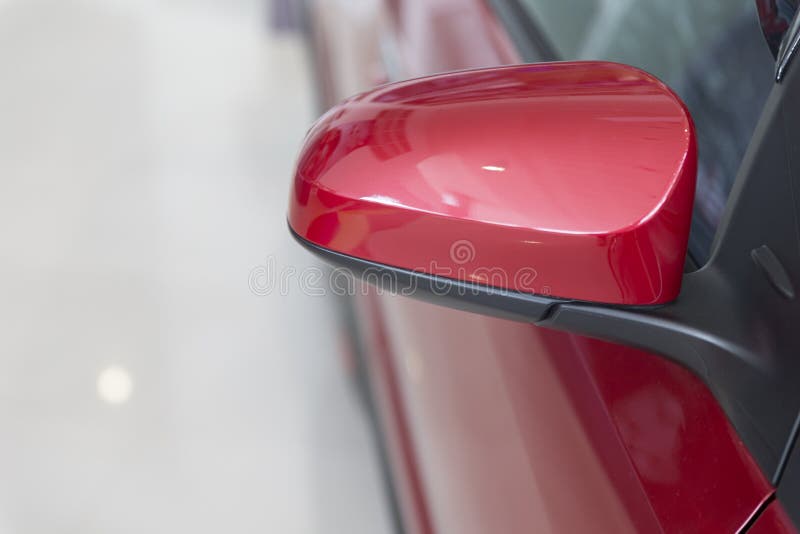 Rear mirror of red car stock photo. Image of driving - 71787196