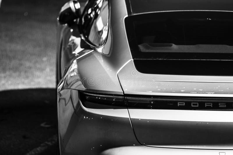 Rear of a New Porsche Car at Night.. Editorial Photo - Image of drive ...