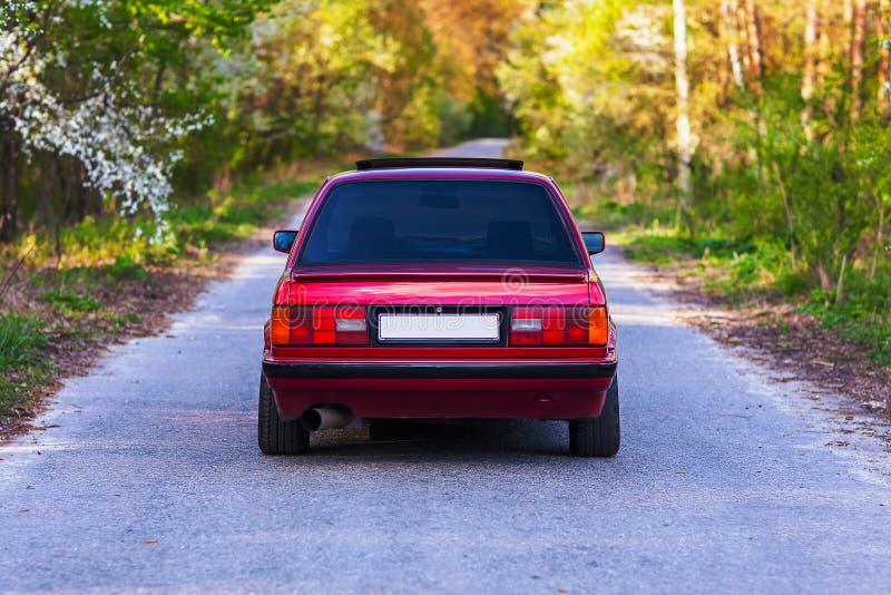 The Rear of the Old, Red, German Car Stock Image - Image of rearlight ...