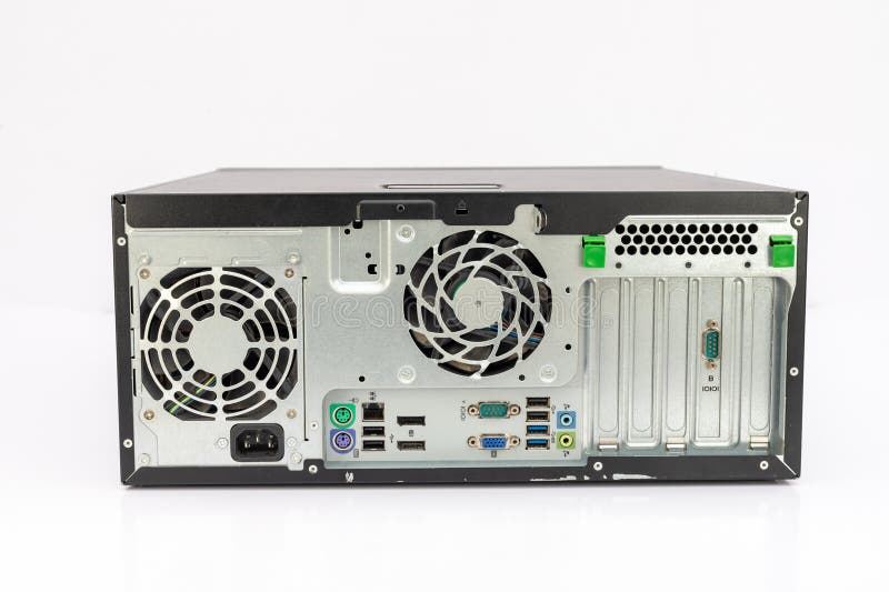 Rear Panel Connections on a Computer Case Stock Image - Image of supply ...