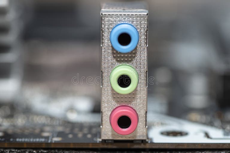 The Rear Panel of a Desktop Computer Motherboard with Visible Audio ...