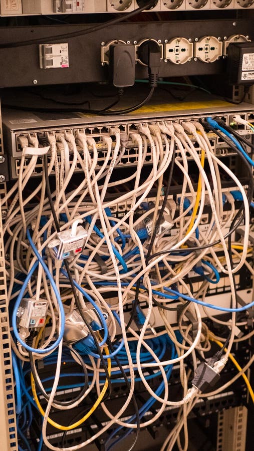 Rear Panel of the Server with Many Interfaces. Stock Image - Image of ...