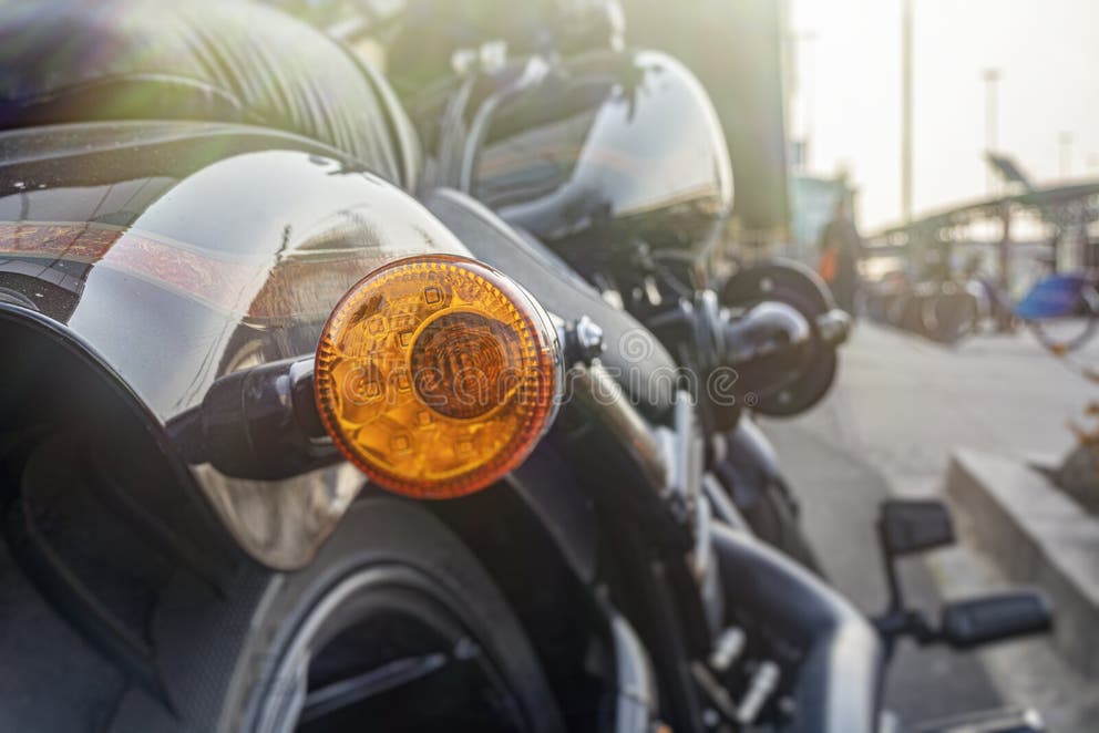 Rear Part of the Motorcycle with a Direction Indicator, Rear View Stock ...