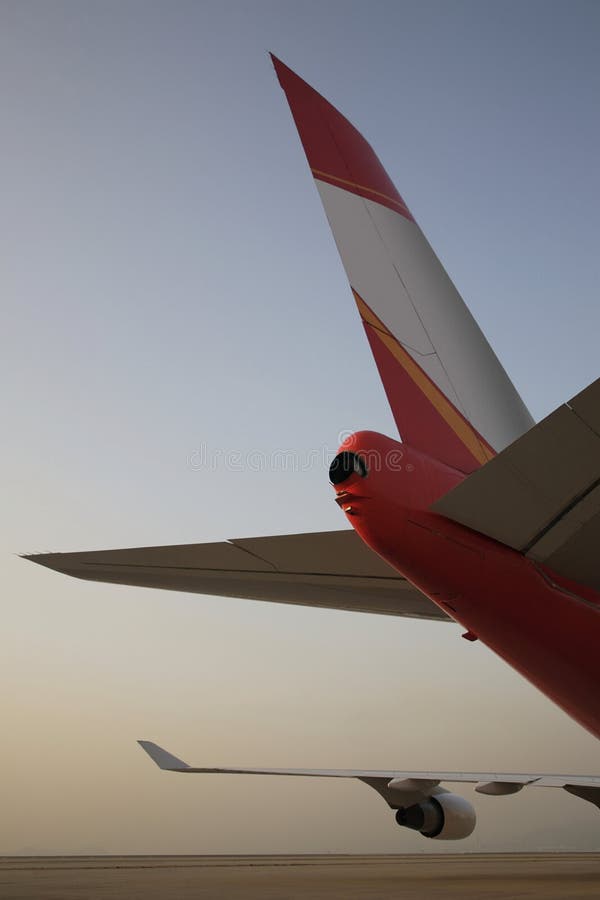 Rear Part of Stationary Airplane Stock Image - Image of tail, serene ...