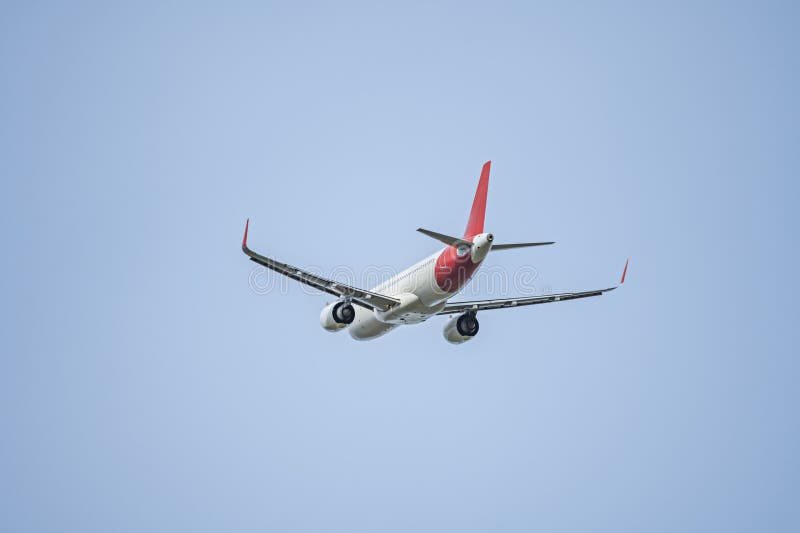 Rear of a Passenger Plane in Flight Editorial Stock Photo - Image of ...