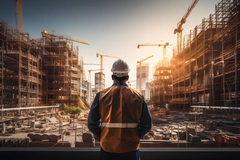 Rear Portrait of a Civil Engineer at the Construction Site Stock Photo ...