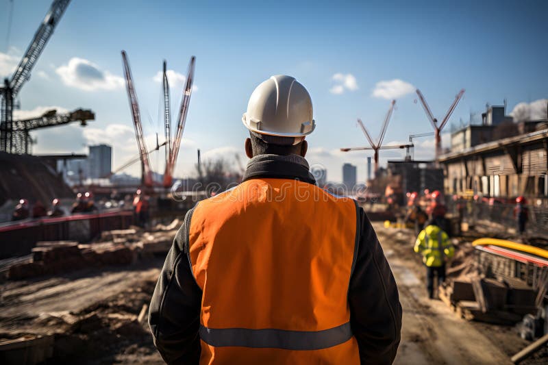 Rear Portrait of a Civil Engineer at the Construction Site Stock Photo ...