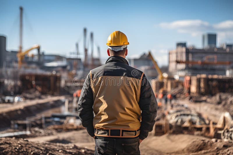 Rear Portrait of a Civil Engineer at the Construction Site Stock ...