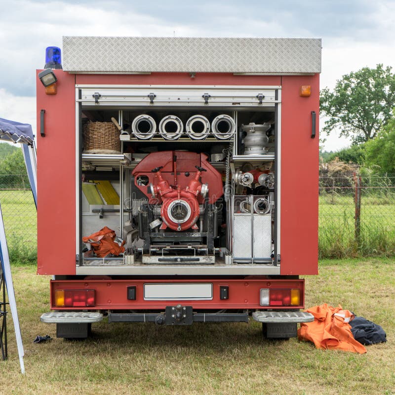 Fire truck rear stock photo. Image of ladder, yellow, rear - 9320382