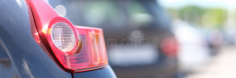 Rear Red Light on Black Car Closeup Stock Photo - Image of glass ...