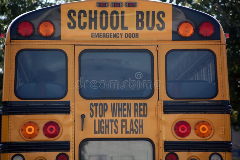 Rear of School Bus stock image. Image of travels, caution - 1469171