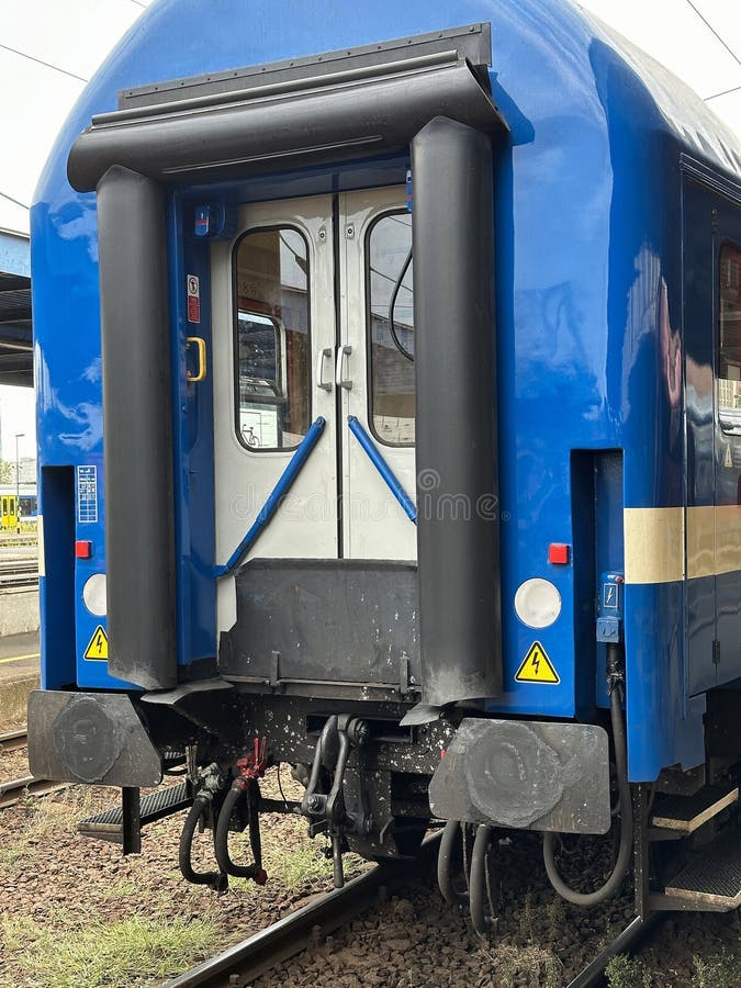 Rear Side of a Passenger Train Car Stock Image - Image of blue, rear ...