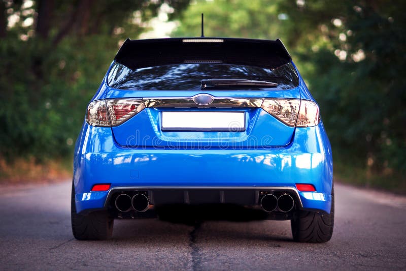 Rear Side View of Blue Sport Car Stock Image - Image of rearlights ...