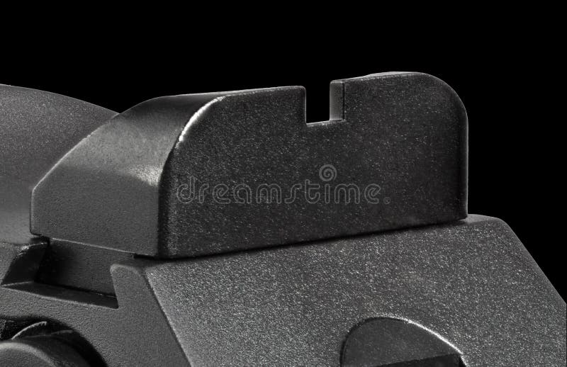 Rear sight on a handgun stock image. Image of gray, shooting - 256332439
