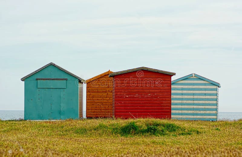 Beach Huts Overlooking the Sea Stock Image - Image of small, peace ...