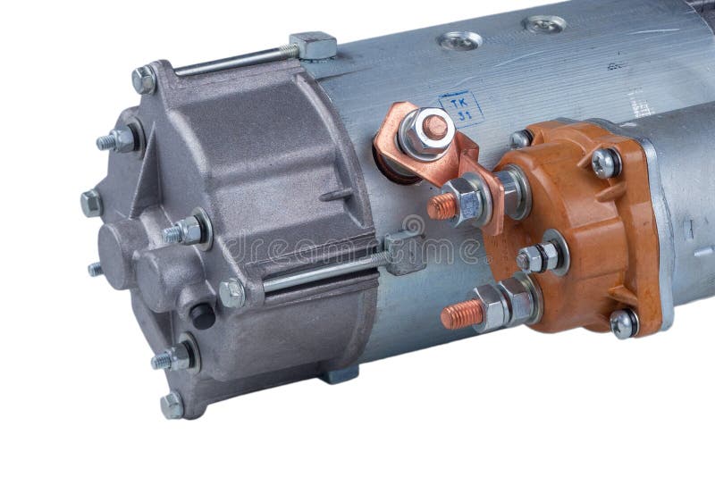 Electric Starter for a Car with Solenoid Isolated on White Background ...