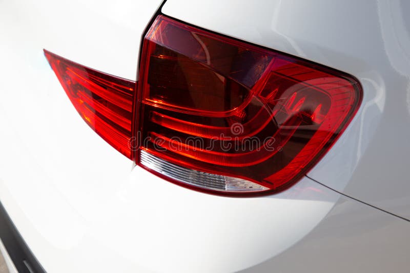 Rear Stop Light on the White Car Stock Image - Image of transport ...