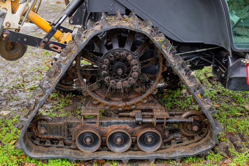 Rear Track of an Agricultural Tractor. Tracked Tractor after Work in ...