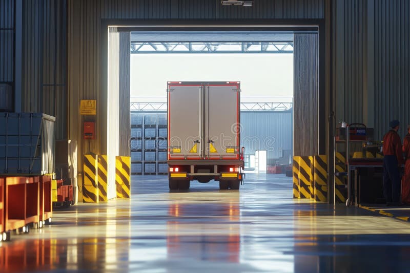 Rear of Truck at Warehouse stock illustration. Illustration of ...
