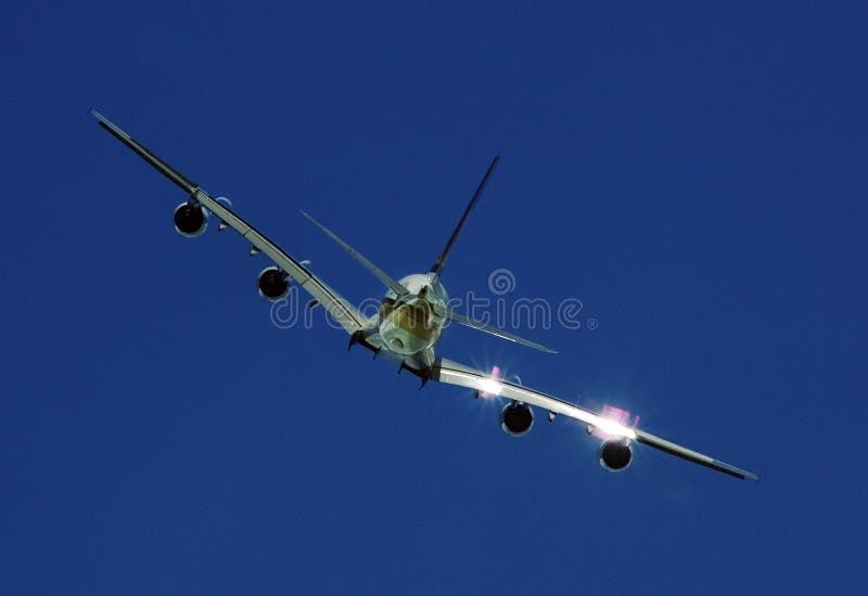 Rear view of Airbus a-380 stock image. Image of aeroplane - 11207821