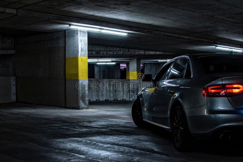 Rear View of an Audi S4 in a Parking Garage Editorial Photography ...