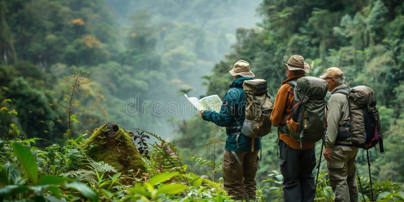 Rear View of Backpacker Looking Map on His Hands in Park. Stock Photo ...