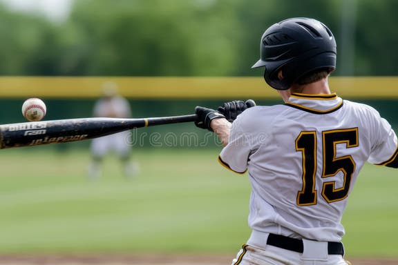Rear View of a Baseball Player at Bat.. Stock Image - Image of strength ...