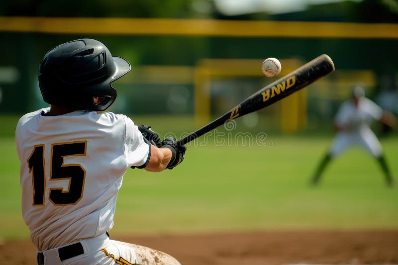 Rear View of a Baseball Player at Bat. Stock Photo - Image of sport ...