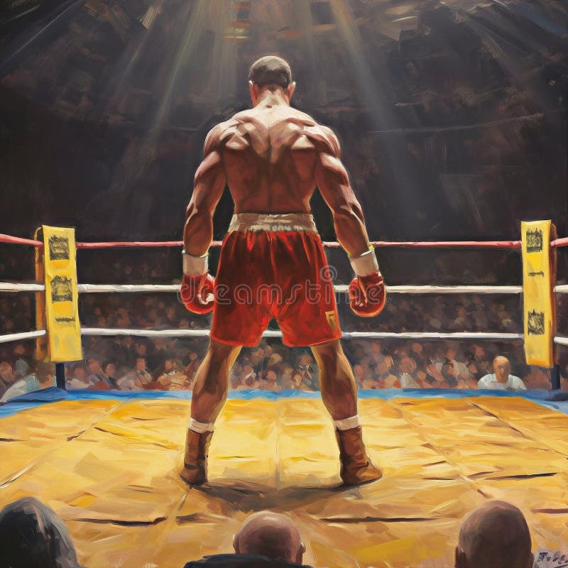 Rear View at Boxer in the Ring, Created with Generative AI Stock ...