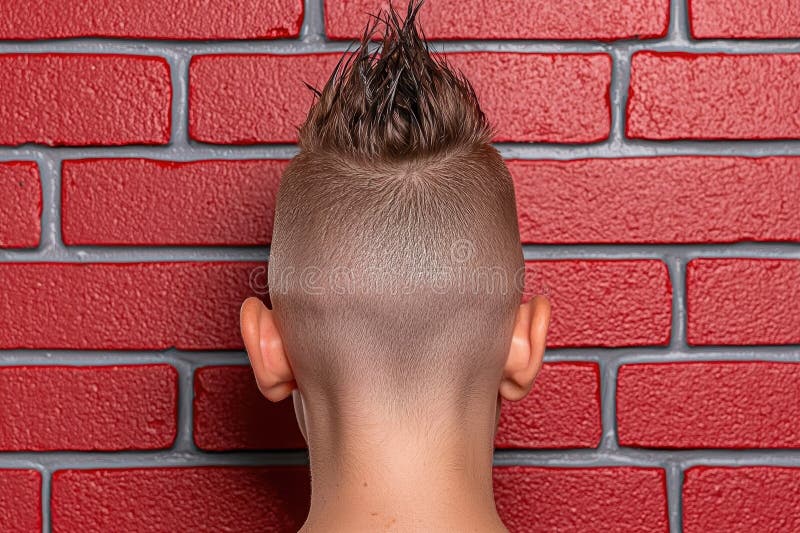 Rear View of a Boy with a Mohawk Hairstyle Stock Illustration ...