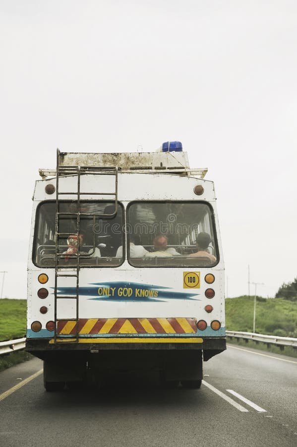 Rear View of Bus Transportation Stock Image - Image of outdoors ...