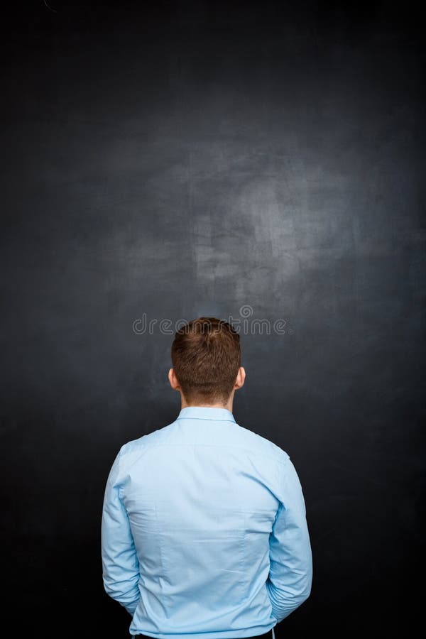 Rear View of Business Man Over Blackboard. Copyspace Stock Image ...