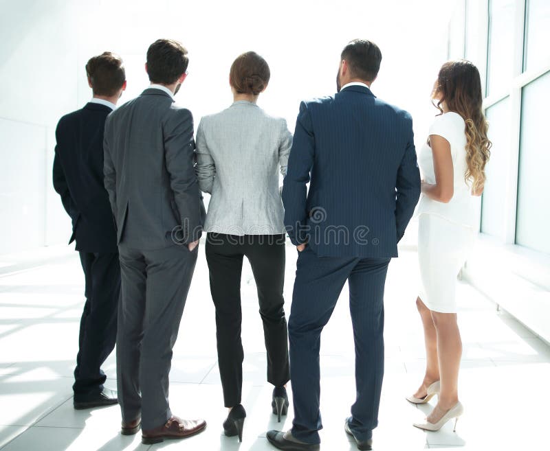 Rear View.business Team Looking at Copy Space Stock Photo - Image of ...