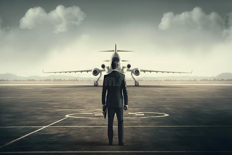 Rear View of Businessman Walking Towards Corporate Jet. Neural Network ... Rear View of Businessman Walking Towards Corporate Jet. Neural Network ...