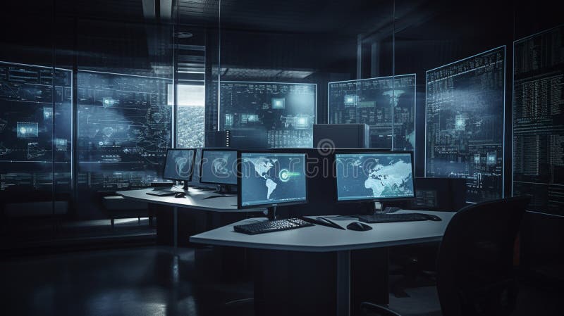 Rear View of Businesswoman Working on Computer at Desk in Office ...