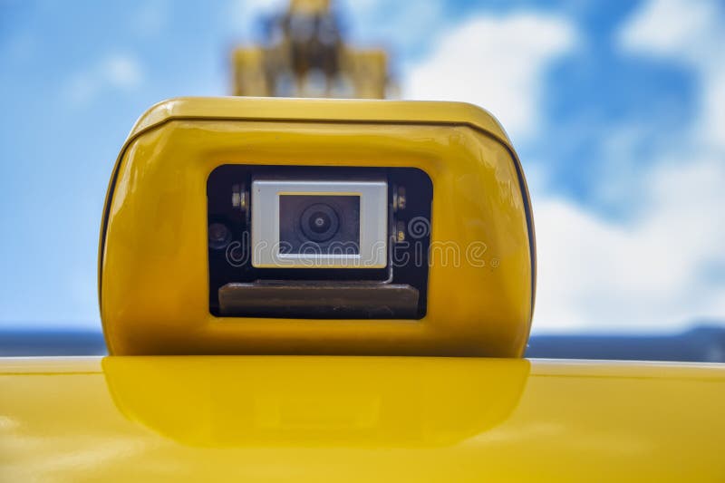 Rear View Camera on Excavator Stock Photo - Image of dashboard, black ...