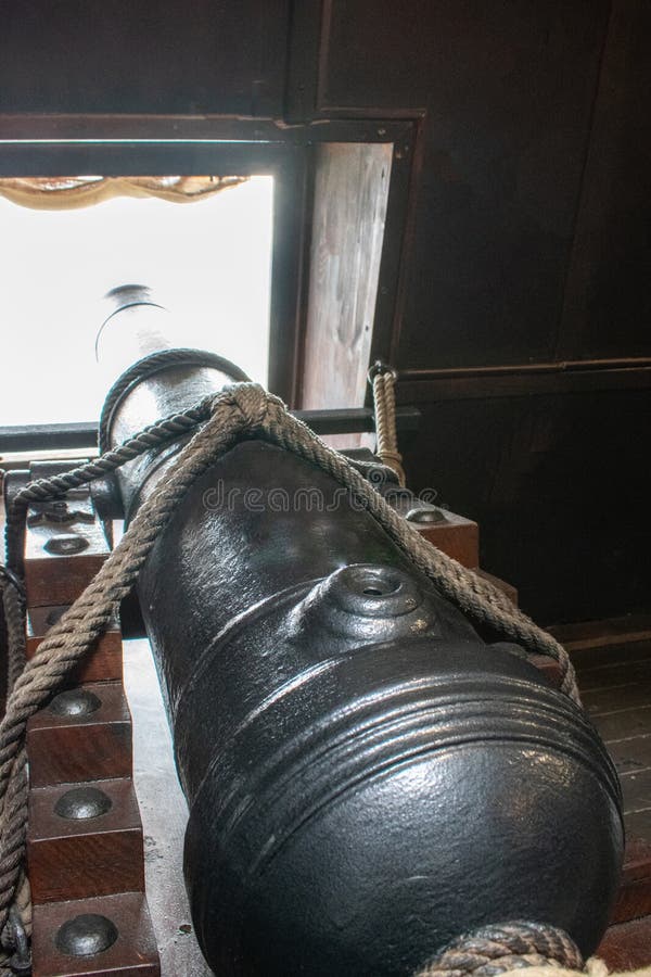 Rear View of Cannon Inside a Spanish Galleon Stock Image - Image of ...