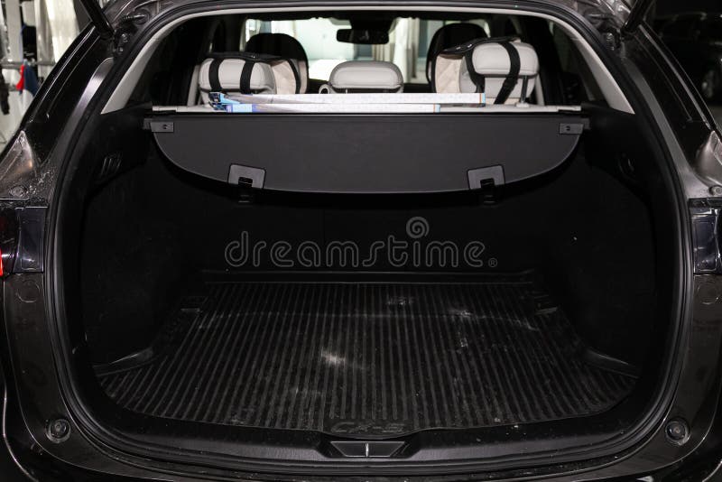 Rear View of a Car with an Open Trunk Stock Image - Image of business ...