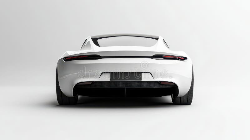 Rear View of Car on White Backdrop with Space Stock Illustration ...