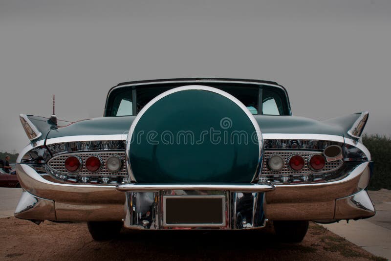 Rear View of Classic American Car Stock Image - Image of blue, green ...