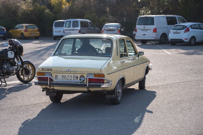 Rear View of a Classic Light Yellow Renault 12 on the Street Editorial ...