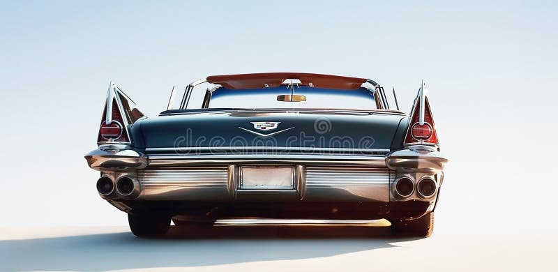 Rear View of a Classic Retro Vintage American Car in Front of a Blurred ...