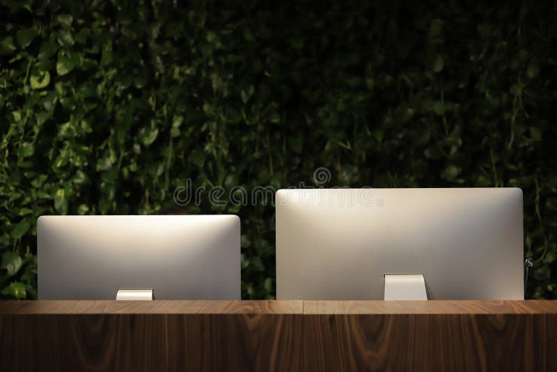 Rear View of Computer Monitors Stock Image - Image of device, luxury ...