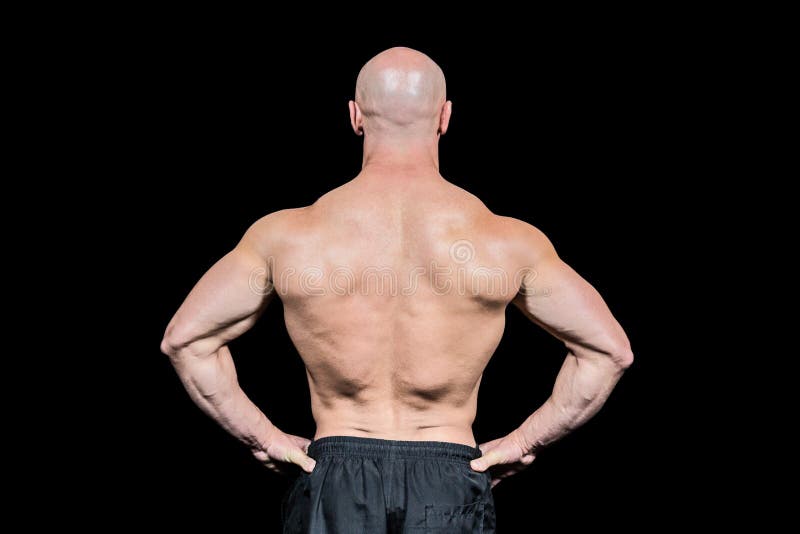 Rear View Confident Bald Man Hands Hip Stock Photos - Free & Royalty ...