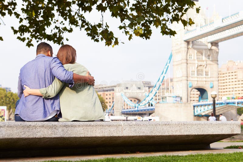 Rear View of Couple Visiting Tower Bridge in London Stock Image - Image ...