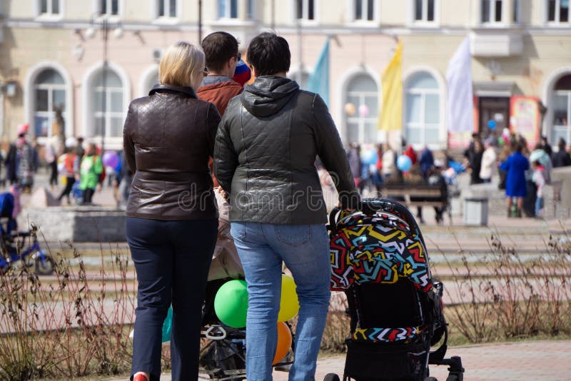 Rear View of a Couple Walking through the Square Editorial Photo ...